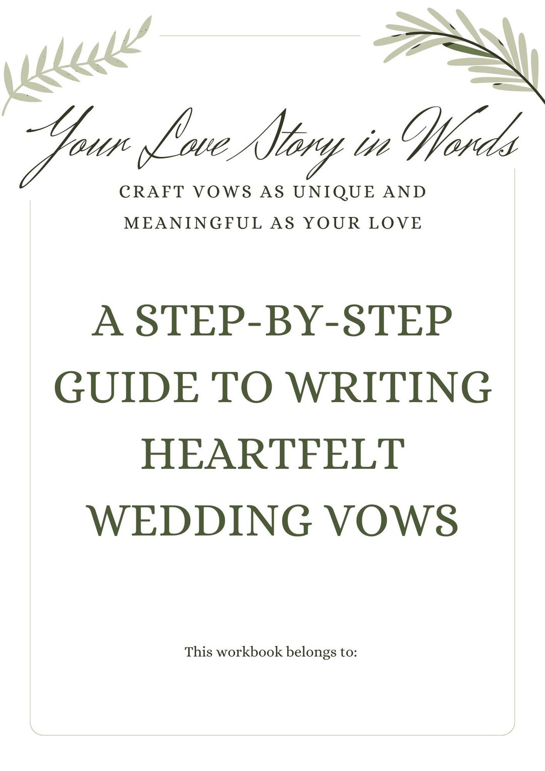 Wedding Vows Workbook, a Printable Step-by-step Guide to Write ...