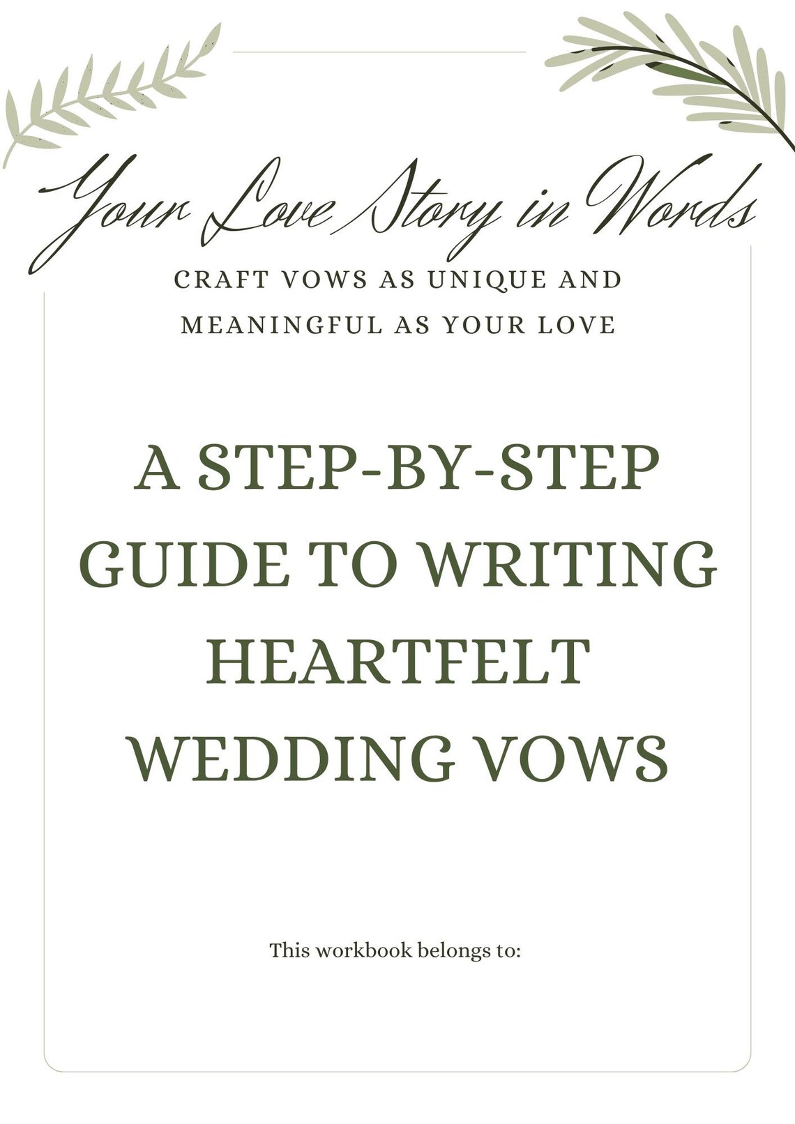 Wedding Vows Workbook, a Printable Step-by-step Guide to Write ...