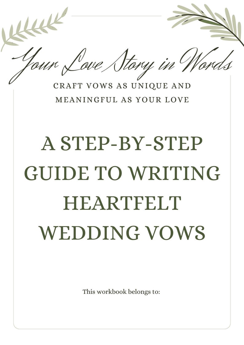 Wedding Vows Workbook, a Printable Step-by-step Guide to Write ...