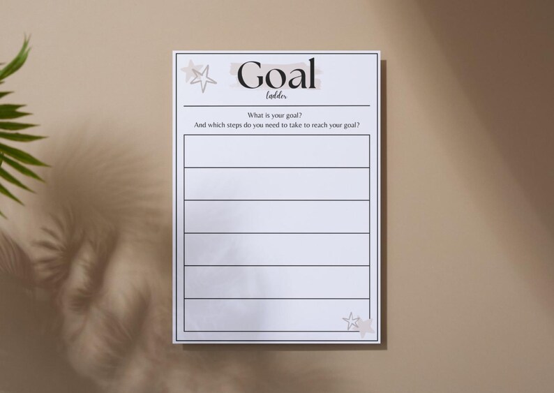 Printable Template - Goal Ladder X4 - Beige/flowers - Etsy