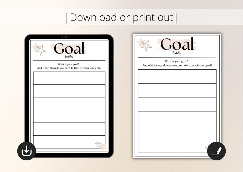 Printable Template - Goal Ladder X4 - Beige/flowers - Etsy