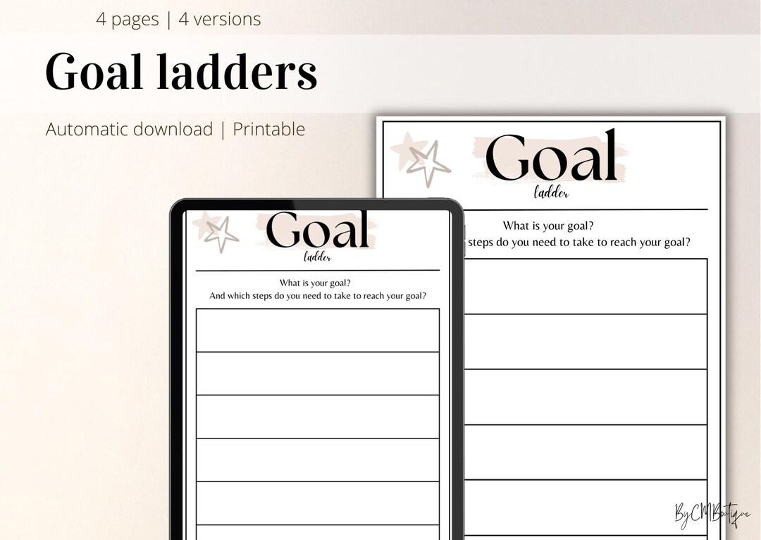 Printable Template - Goal Ladder X4 - Beige/flowers - Etsy