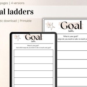 Printable Template - Goal Ladder X4 - Beige/flowers - Etsy