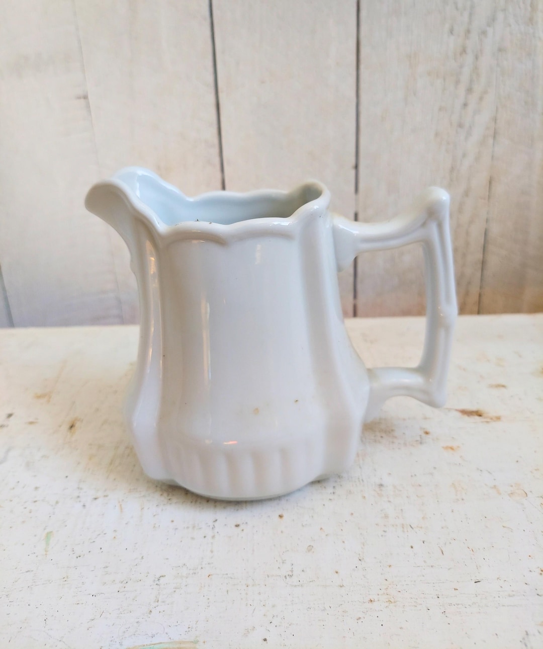 Ironstone Pitcher, Small White Ironstone Milk Pitcher Farmhouse Decor ...