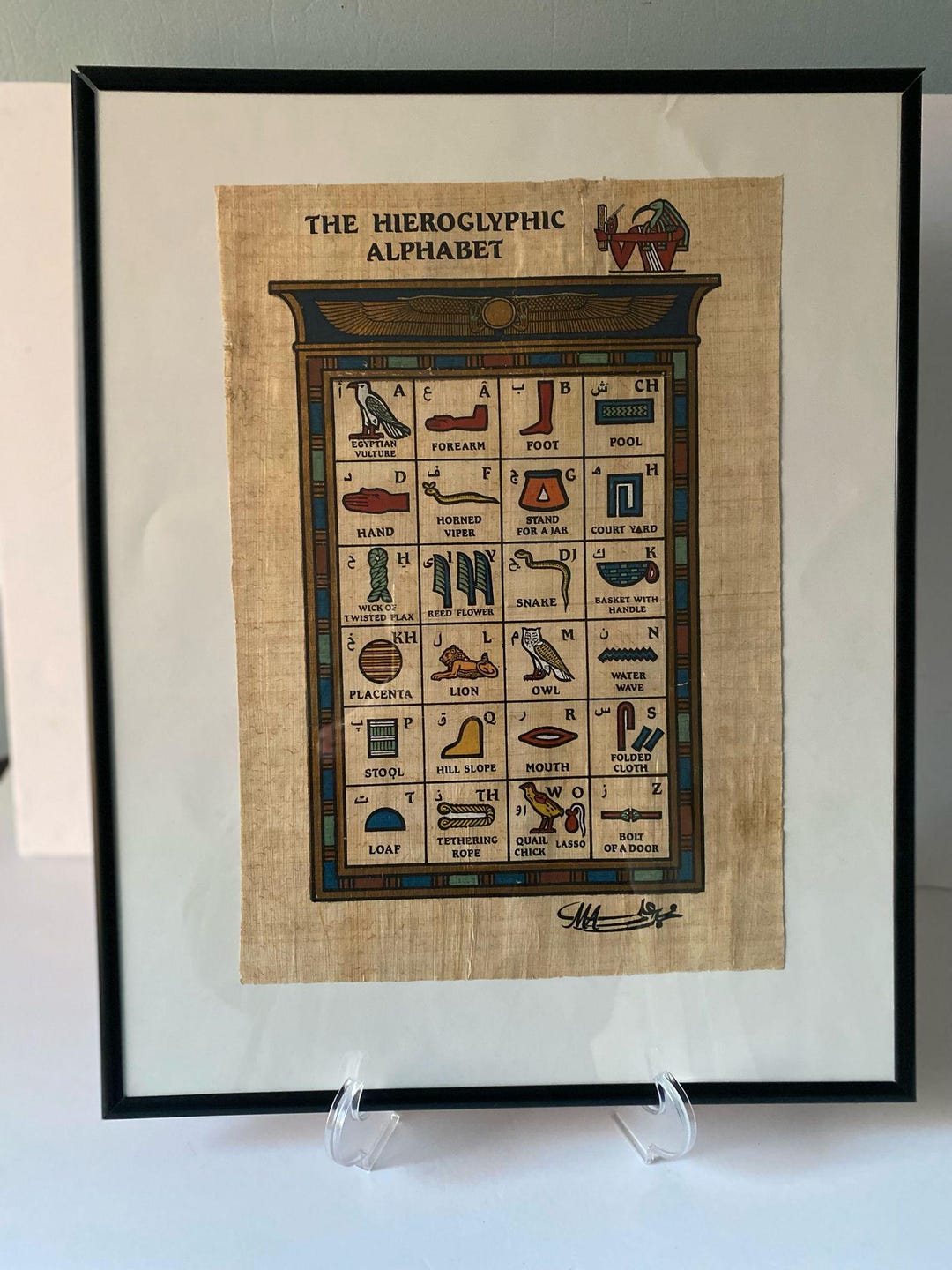 The Hieroglyphic Alphabet Egyptian Papyrus, Authentic Papyrus Art ...