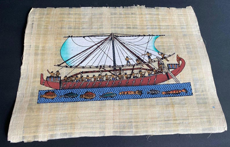 Egyptian Papyrus Painting: Nile River Ship Art - Etsy