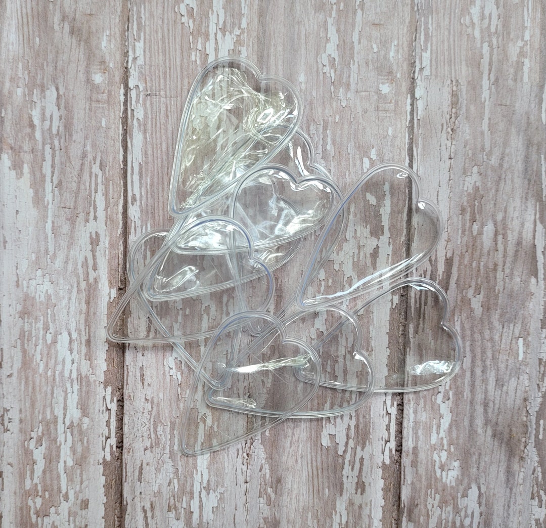 Pack of TEN * Clear PVC Shaker Snap Clip Sleeve * Heart Snap Clip Blank ...