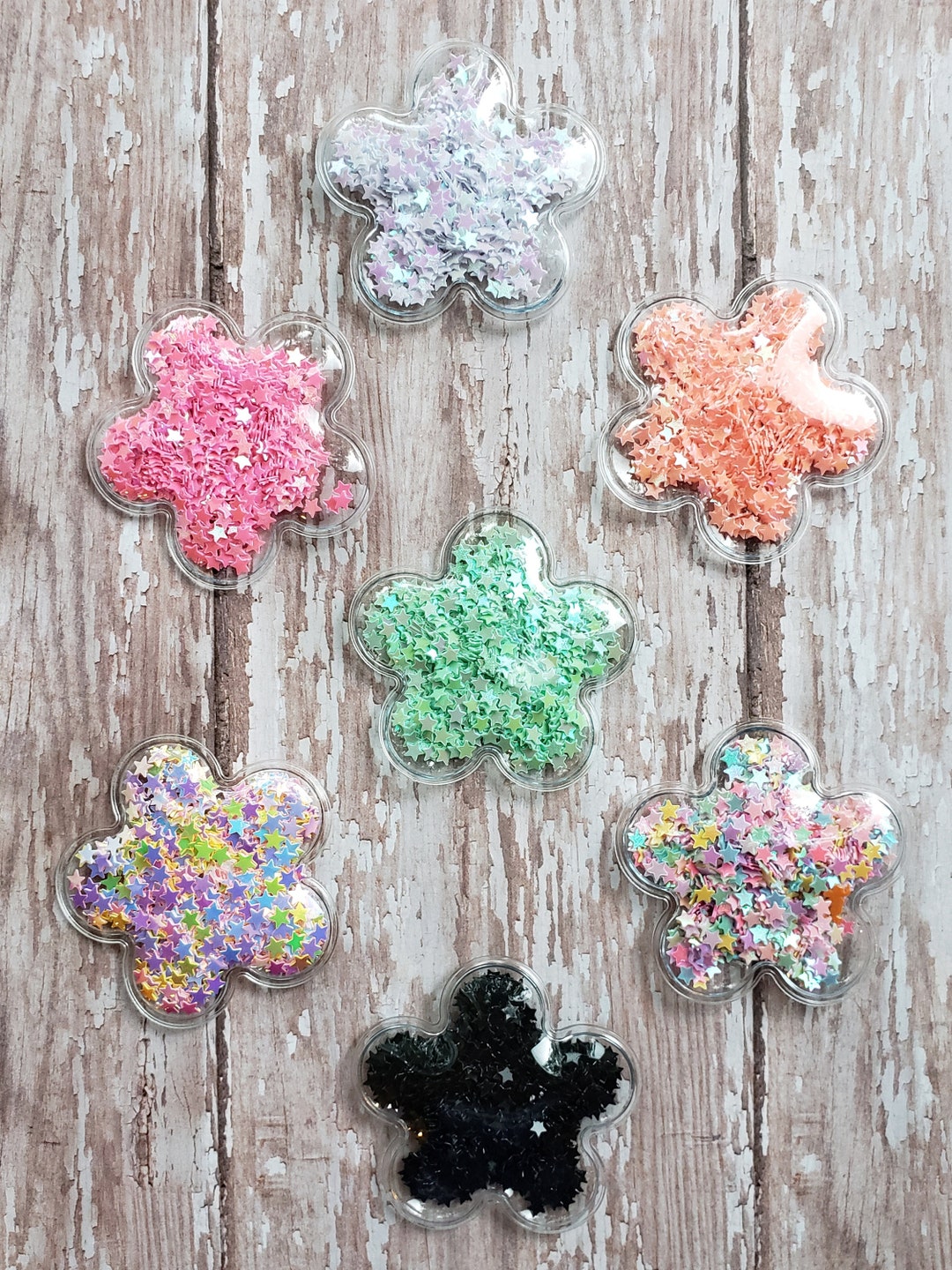 Large Flower Shaker (ONE) * Seven Color Options * Iridescent Large Star ...