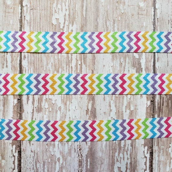 Summer/Pastel Rainbow Chevron Print Fold Over Elastic | Etsy