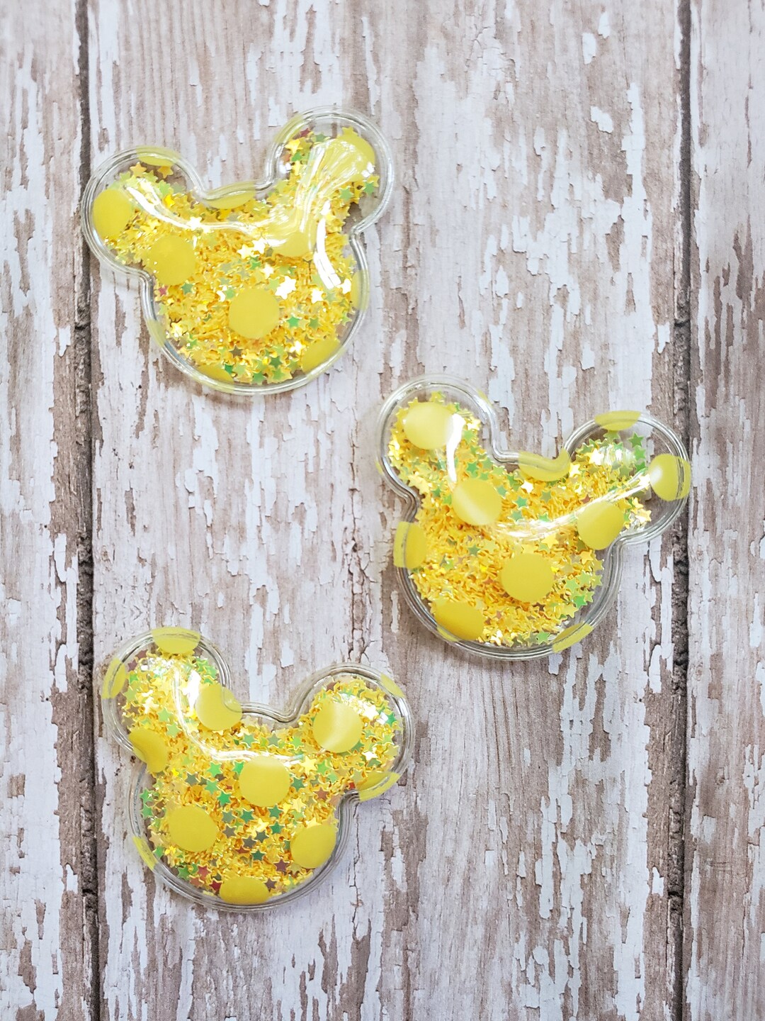 SET of TWO Mouse Shakers W/polka Dots Iridescent Yellow Small Star ...