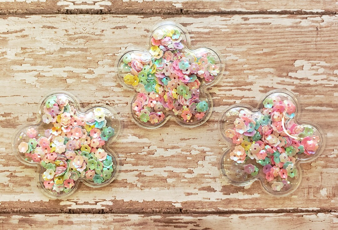 SET of TWO * Flower Shakers * Pastel Multi Color Iridescent * Flower ...