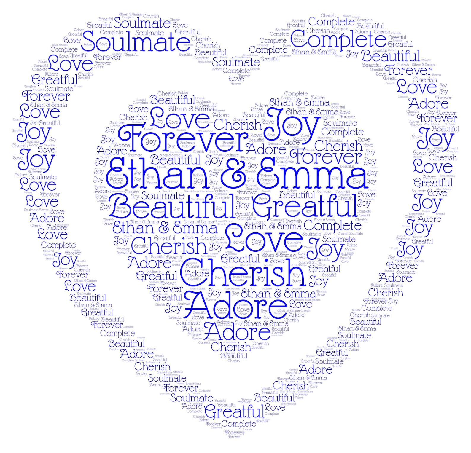 Printable Personalised Love Heart Word Art - Etsy