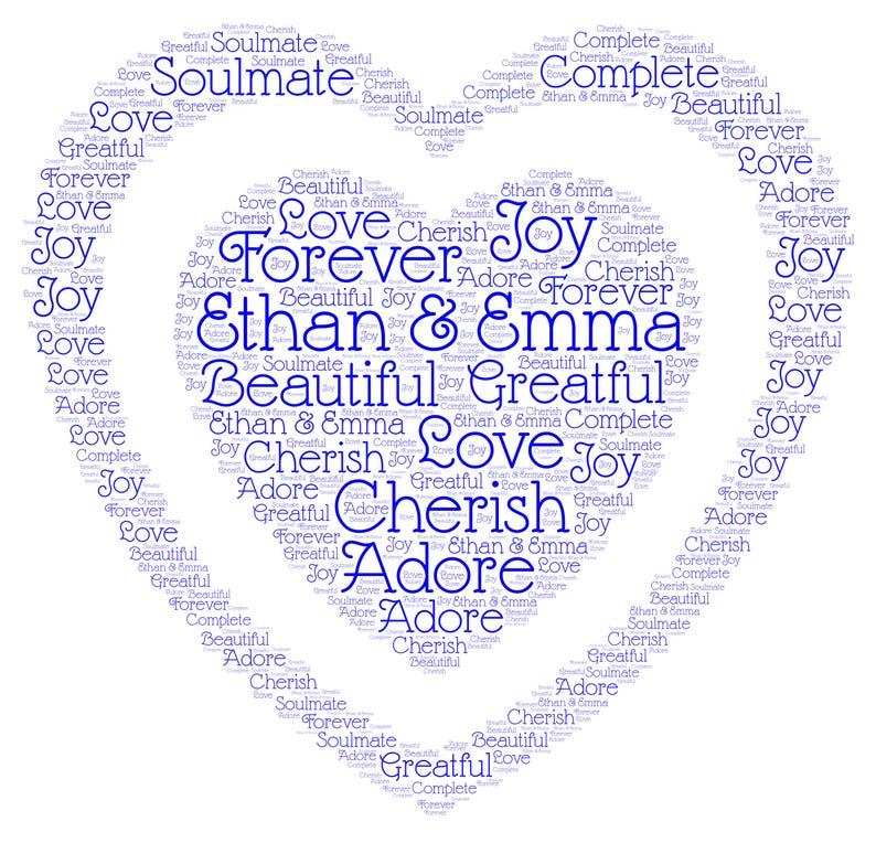 Printable Personalised Love Heart Word Art - Etsy