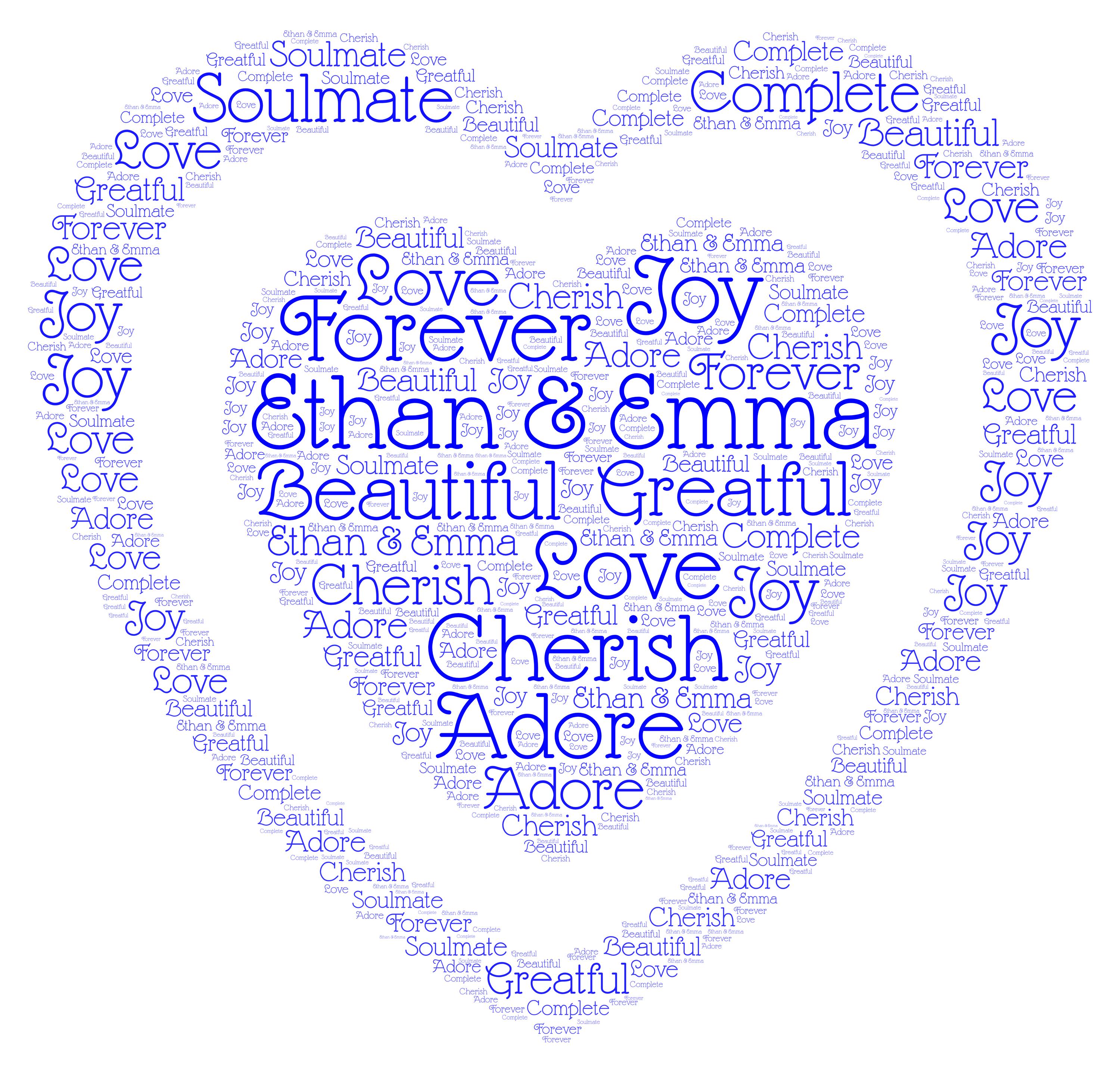 Printable Personalised Love Heart Word Art - Etsy