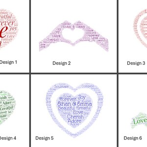 Printable Personalised Love Heart Word Art - Etsy