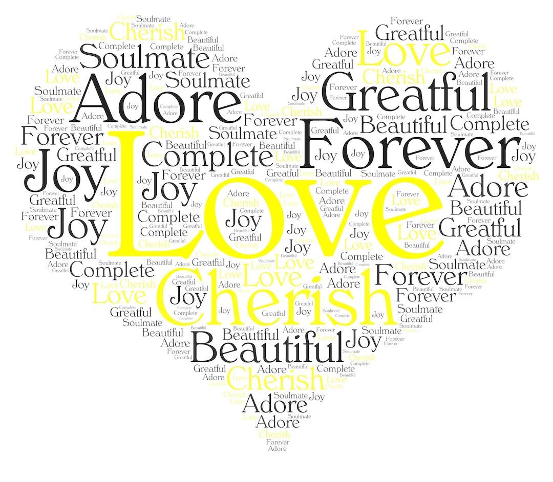 Printable Personalised Love Heart Word Art - Etsy