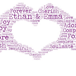 Printable Personalised Love Heart Word Art - Etsy