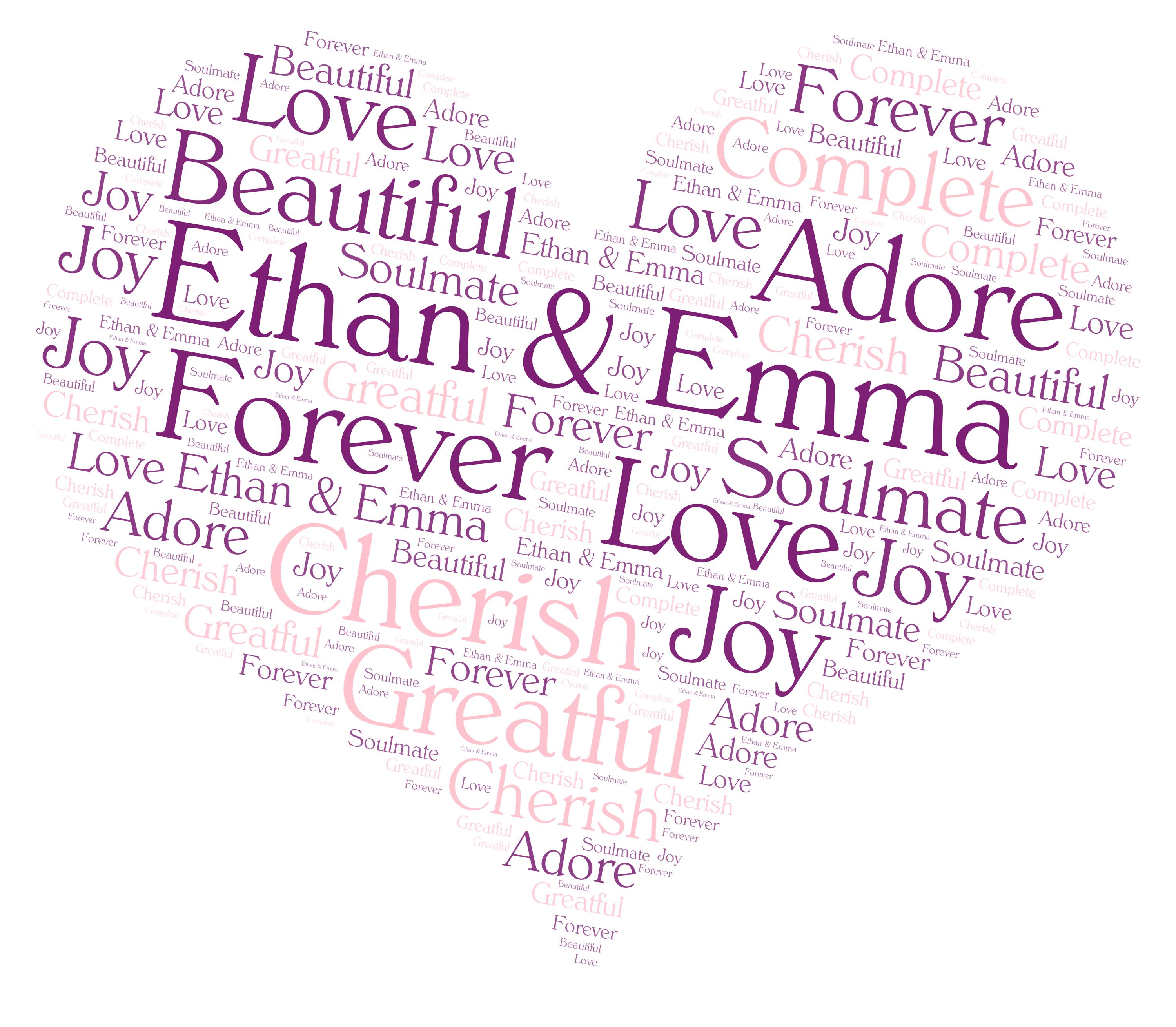 Printable Personalised Love Heart Word Art - Etsy