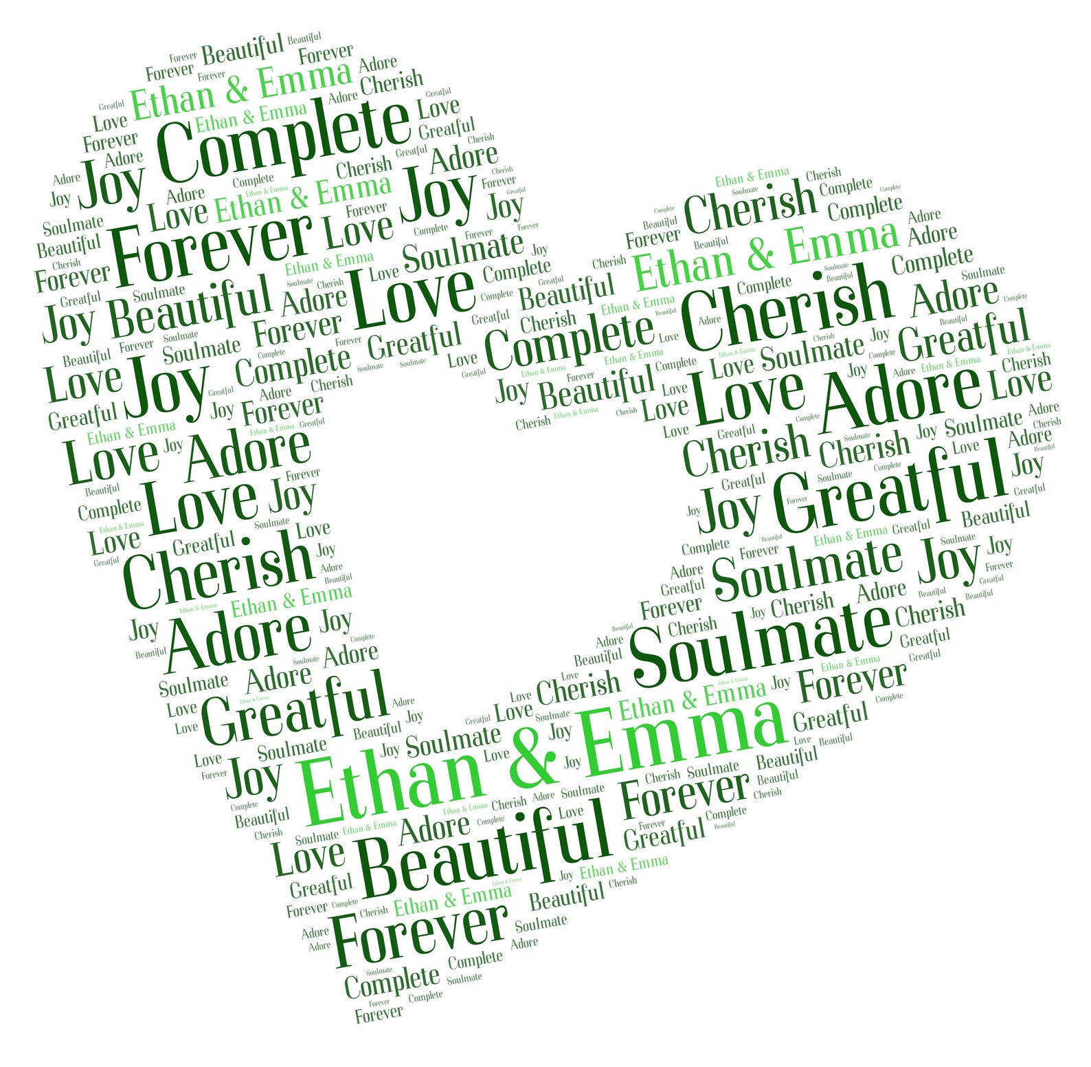 Printable Personalised Love Heart Word Art - Etsy