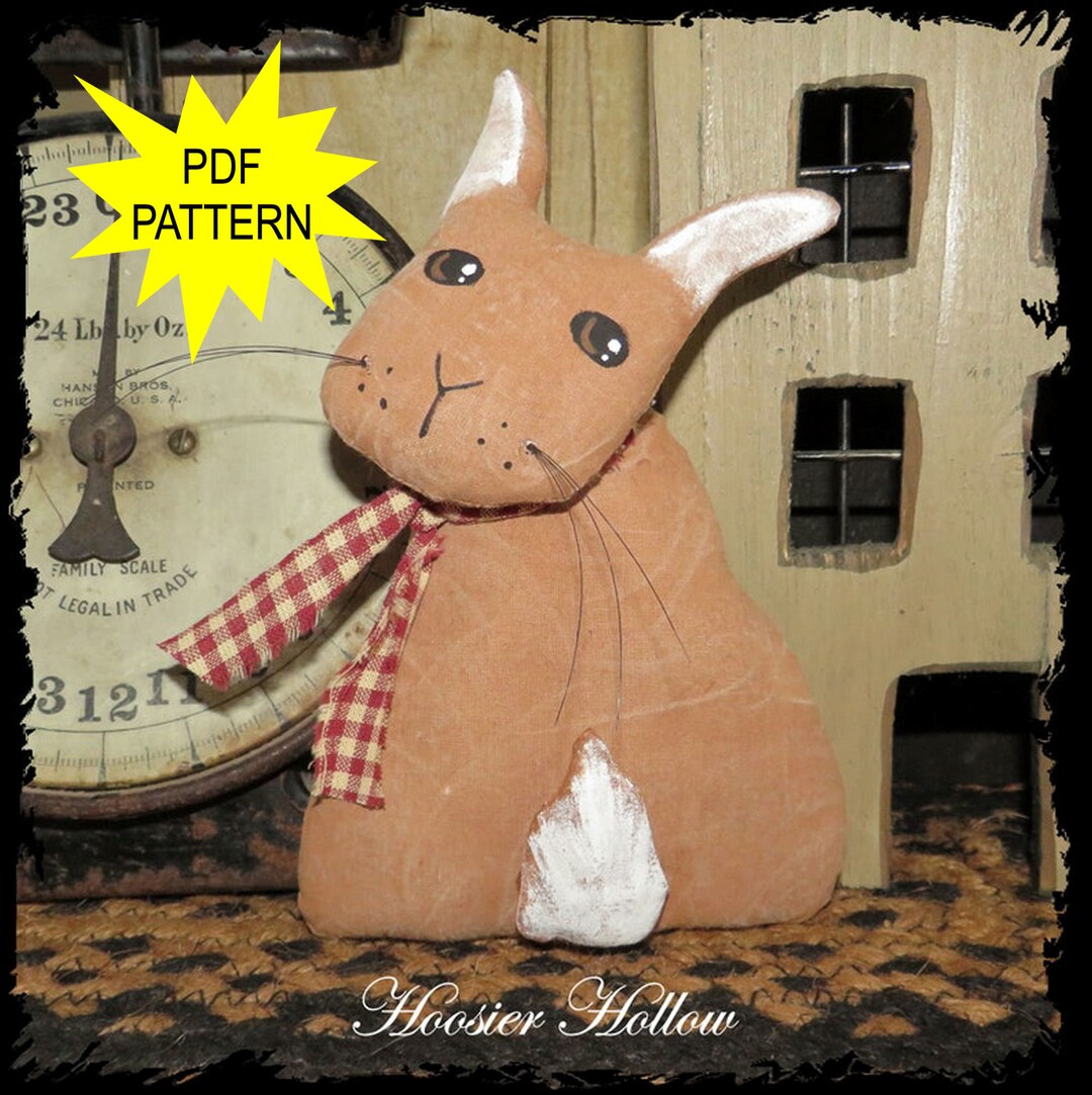 Primitive Bunny Shelf Sitter Pattern, Prim Spring Rabbit Doll Decor ...