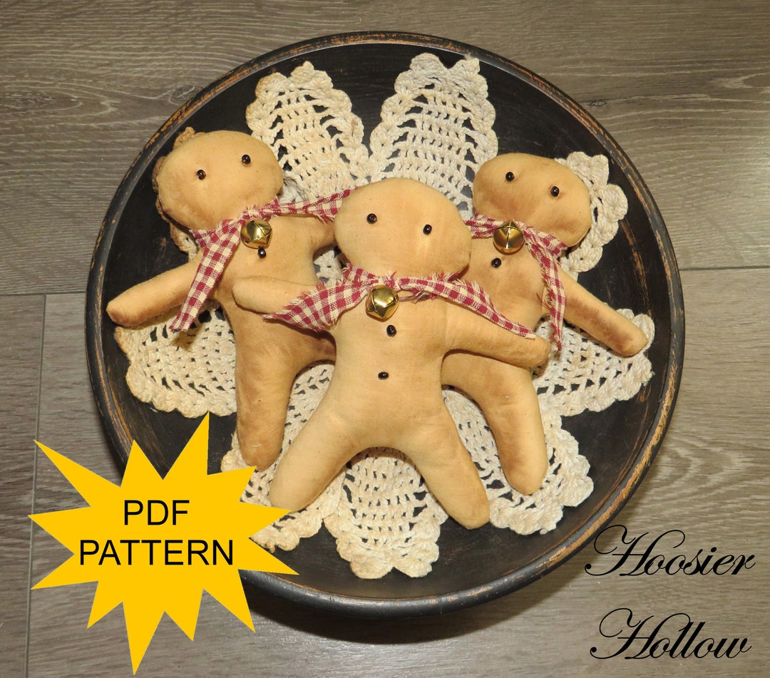 Primitive Gingerbread Man Pattern, Craft Sewing PDF Epattern Instant ...