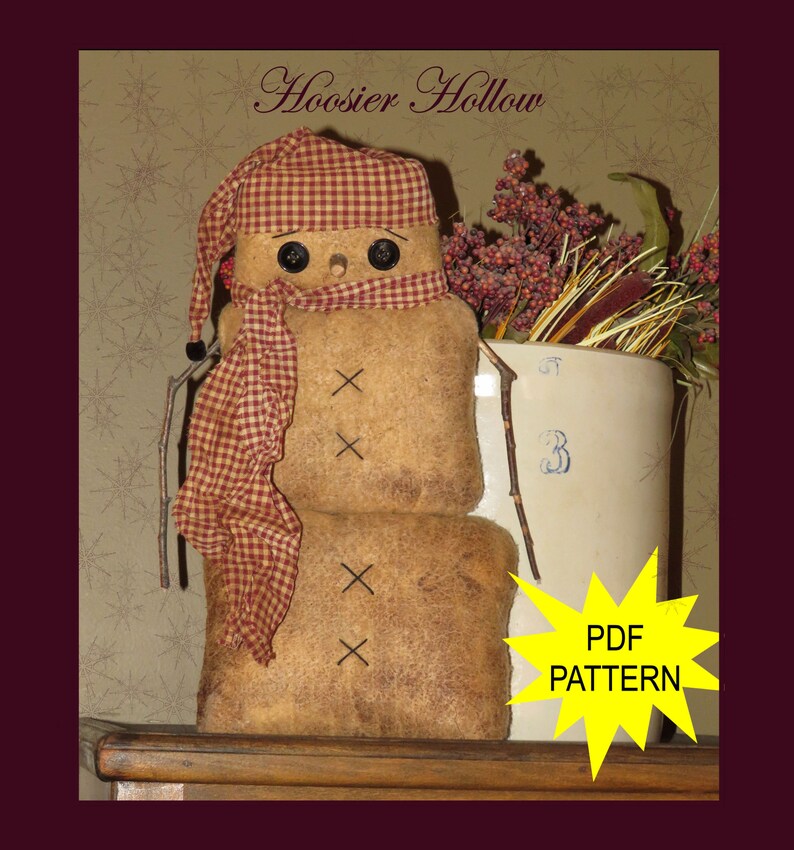 Primitive Snowman Pattern Prim Sewing Doll Shelf Sitter - Etsy
