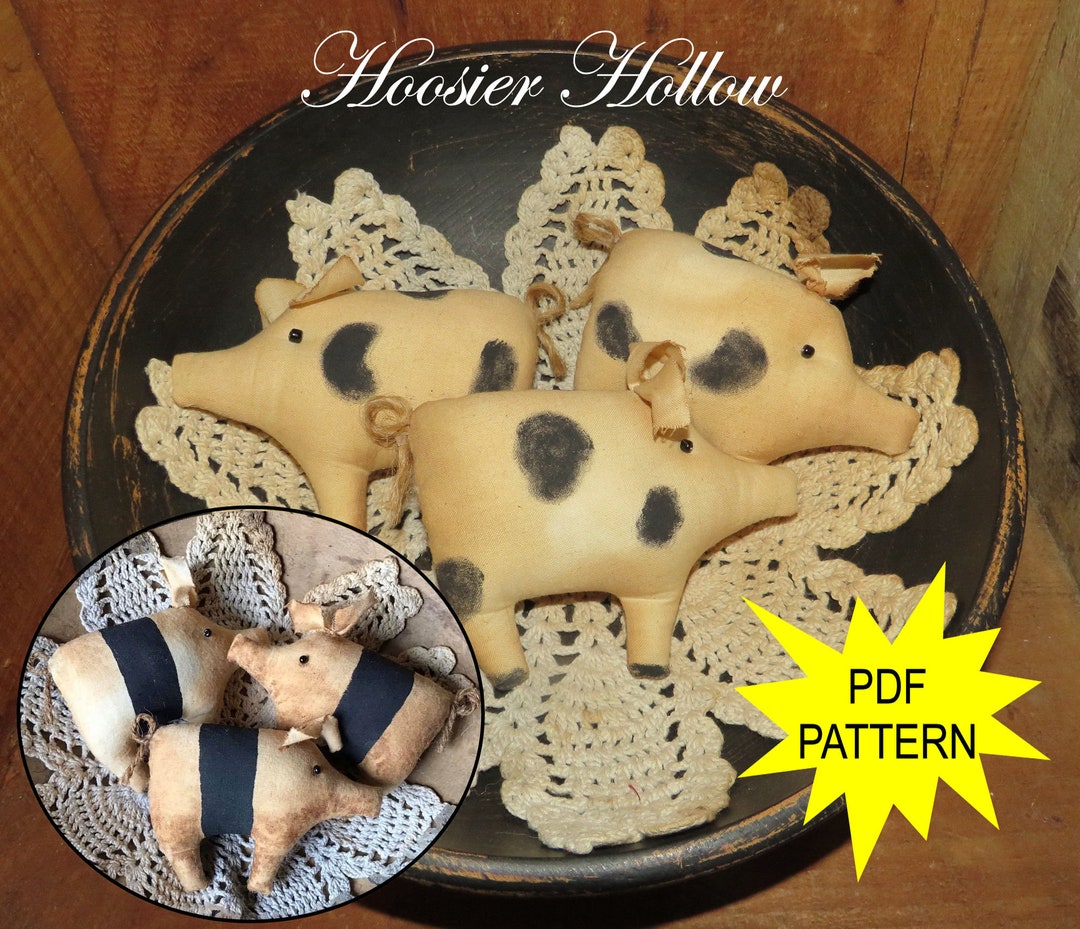 Primitive Pig Bowl Fillers Sewing Pattern, PDF, Instant Download, Doll ...