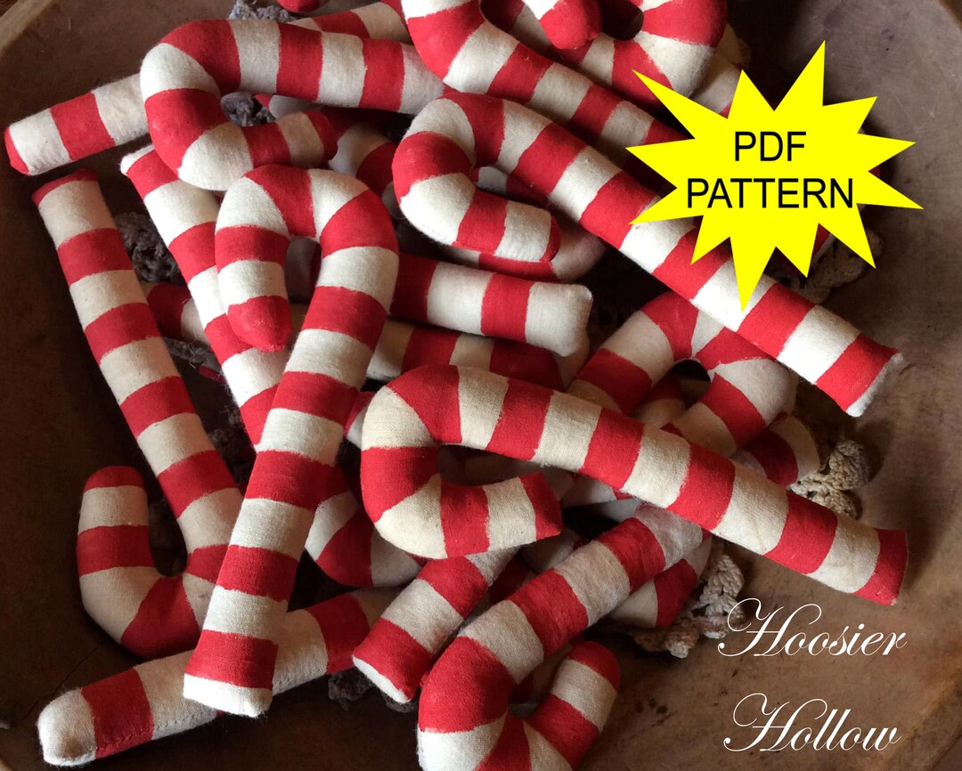Primitive Candy Cane Sewing Pattern: Bowl Fillers or Ornaments (PDF ...