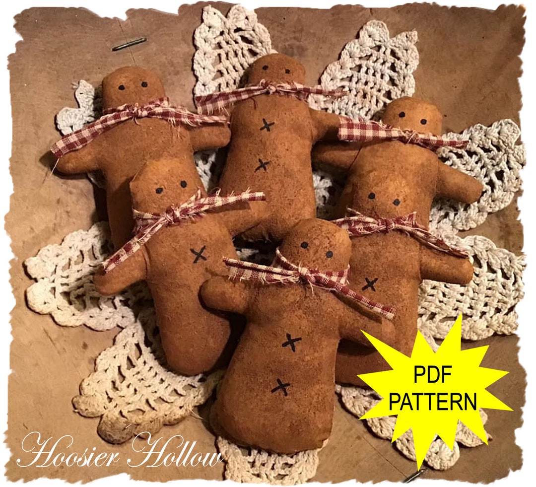 Gingie, Primitive Gingerbread Man Bowl Filler or Ornament, Epattern ...