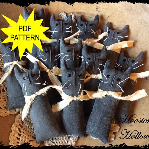 Primitive Mini Cat Dolls Pattern PDF Instant Download Bowl - Etsy