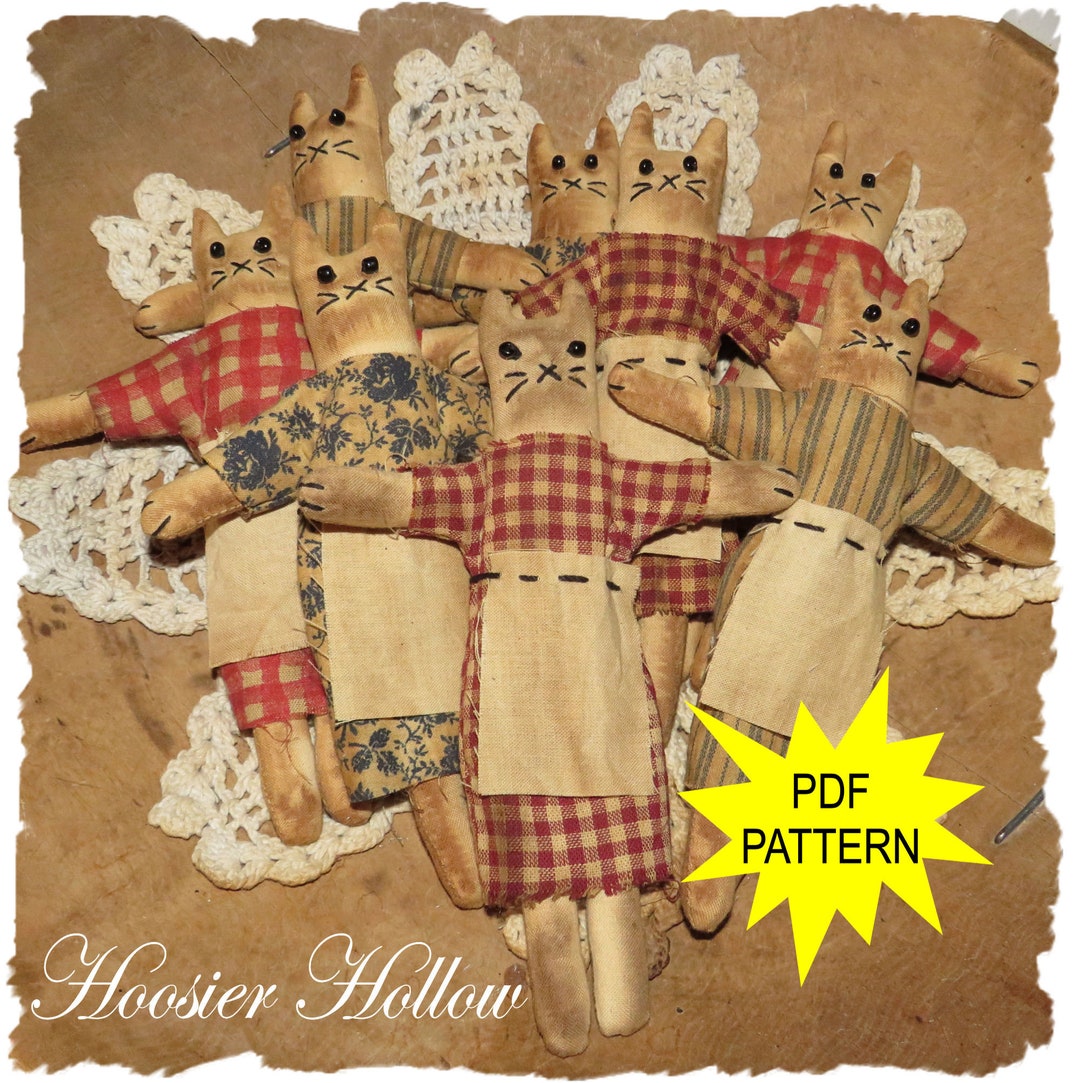 Primitive Mini Cat Dolls Pattern, PDF, Instant Download, Bowl Fillers ...