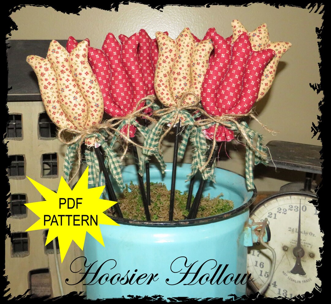 Spring Tulip Picks Pattern, Primitive Flower Sewing PDF Instant ...