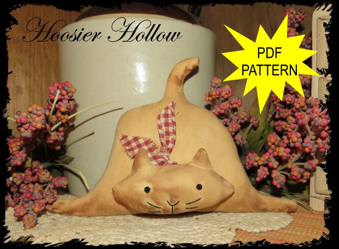Primitive Playful Kitty Shelf Sitter Pattern, Prim Cat Kitten Sewing ...