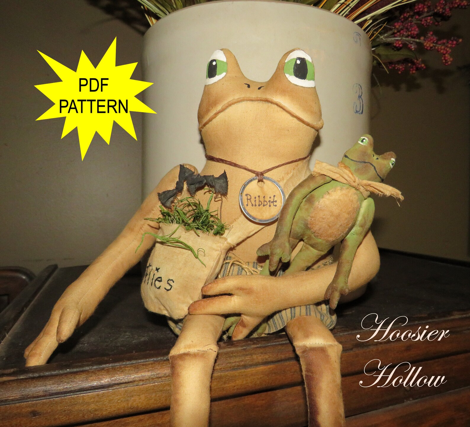 Primitive Frog Doll Pattern, PDF Spring Sewing Instant Download ...