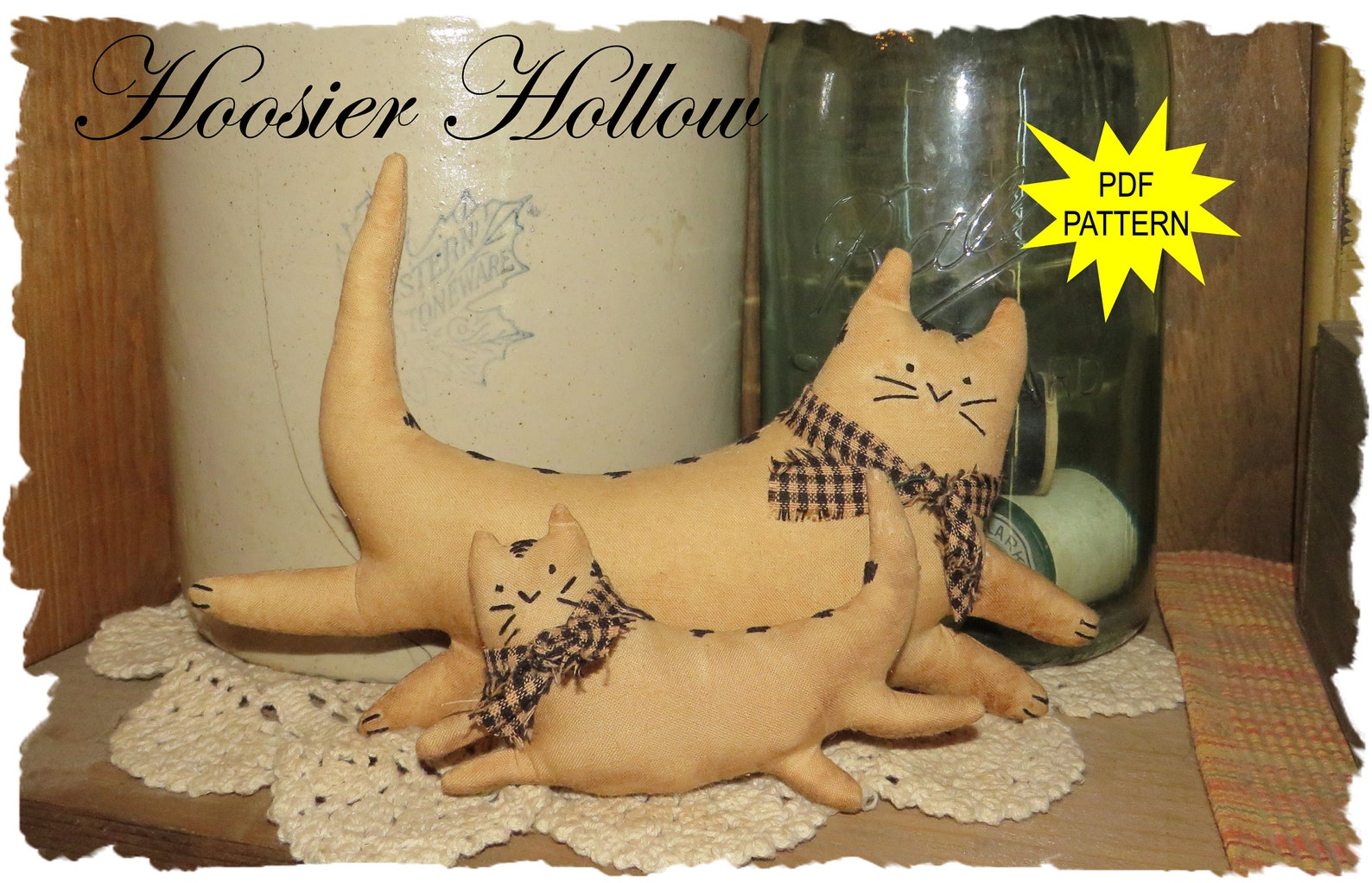 Primitive Cats Pattern PDF Instant Download Jumping Cats - Etsy