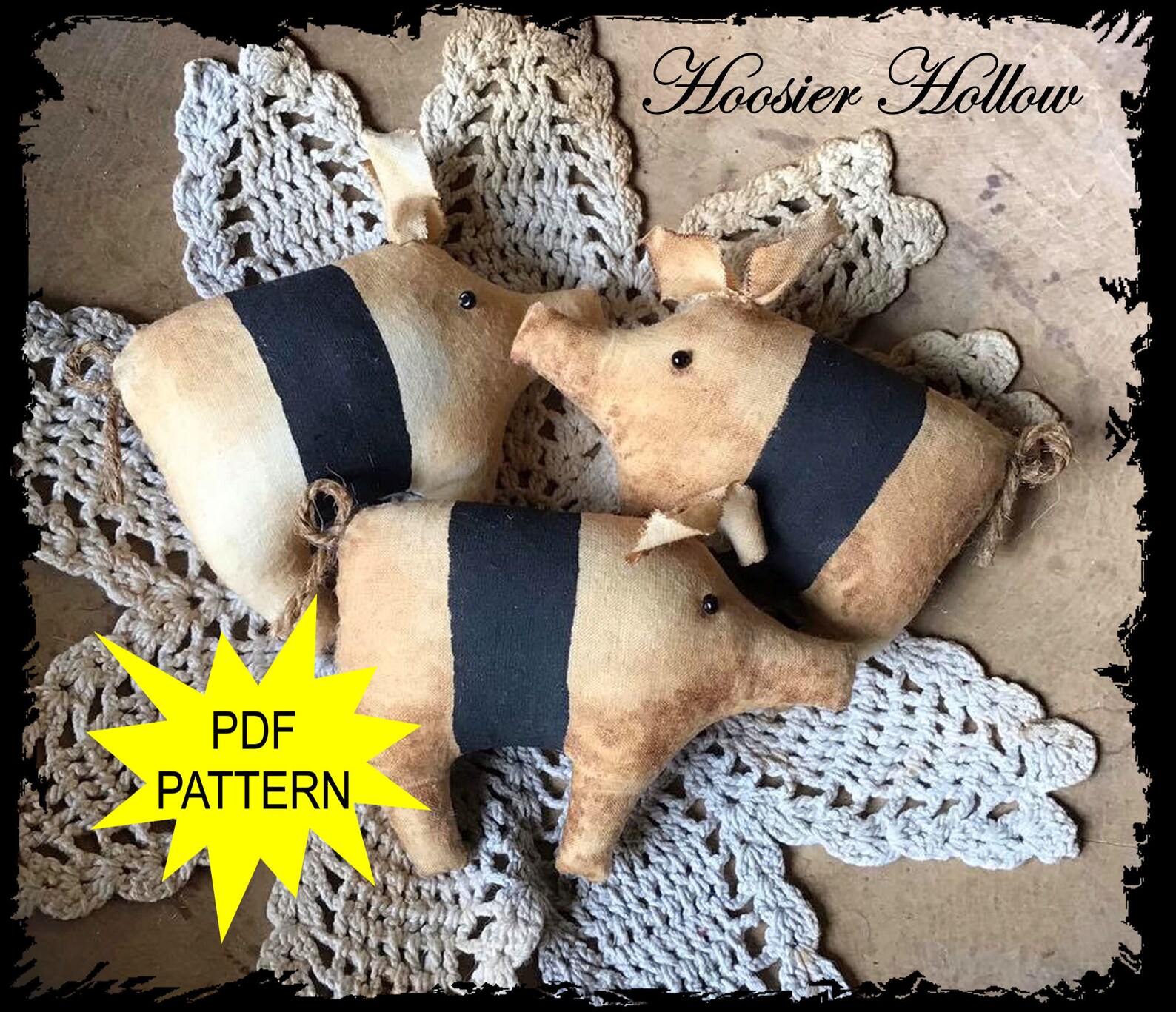 Primitive Pig Bowl Fillers Sewing Pattern PDF Instant - Etsy