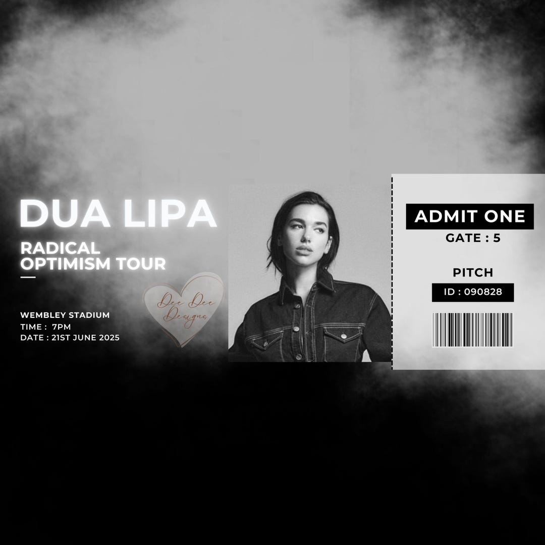 Dua Lipa Radical Optimism Tour Ticket Gift Present Personalised ...