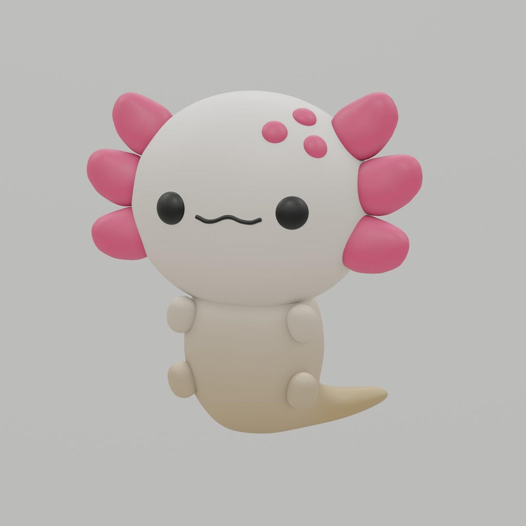 Cute Axolotl 3D Model FBX STL Print - Etsy