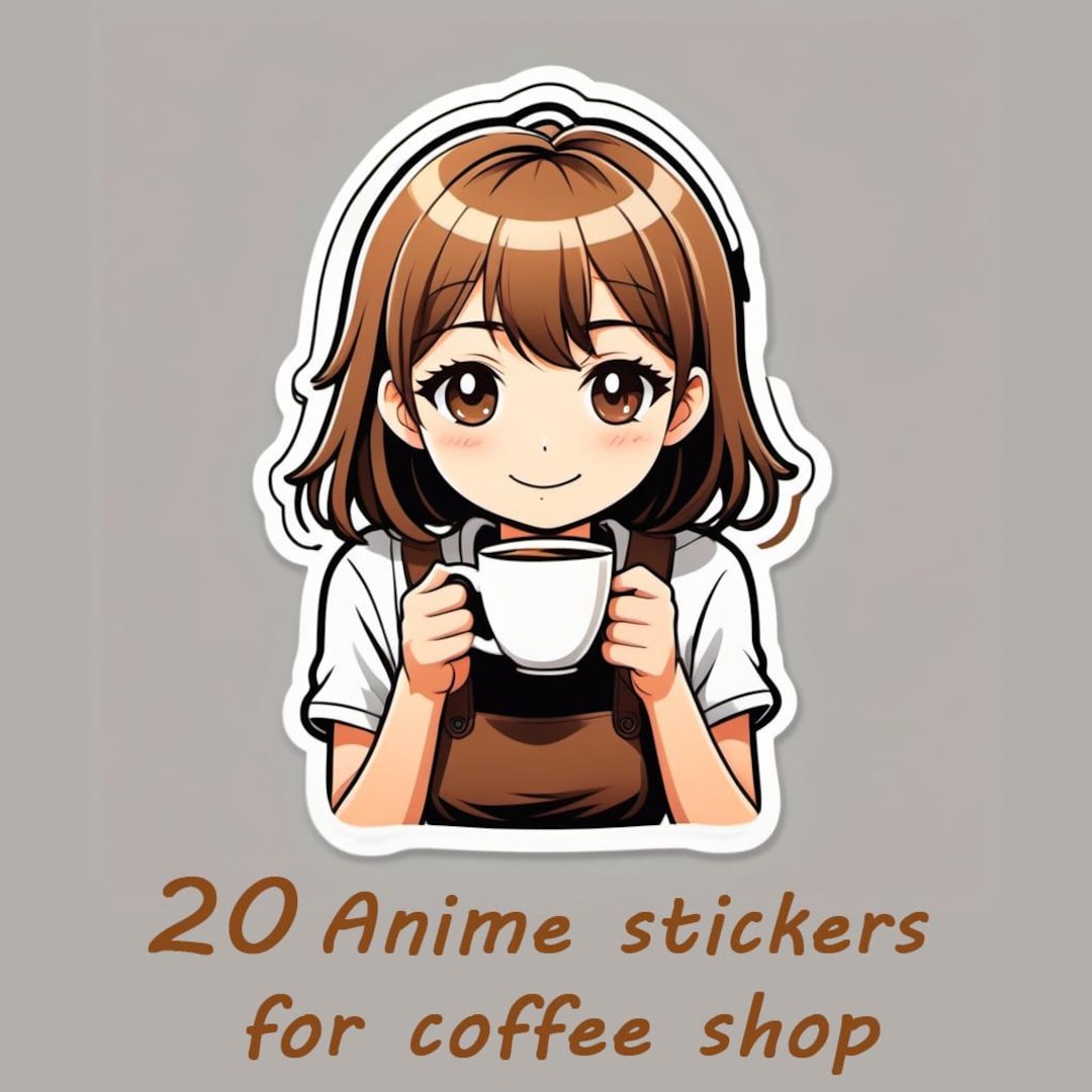 20 Anime Stickers for Coffee Shop | Brown - Etsy