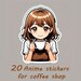 20 Anime Stickers for Coffee Shop | Brown - Etsy
