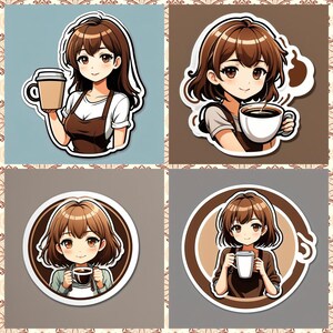 20 Anime Stickers for Coffee Shop | Brown - Etsy