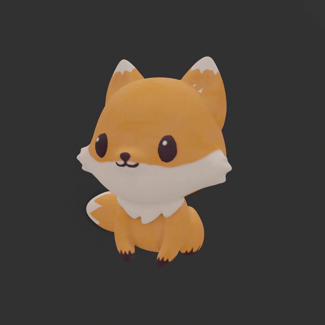 Cute Fox 3D Model Print (STL, FBX) - Etsy