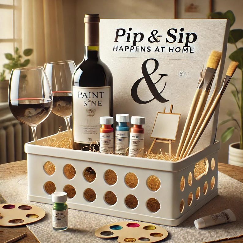 Personalized Paint and Sip Gift Set – DIY Art Kit With Wine Accessories ...