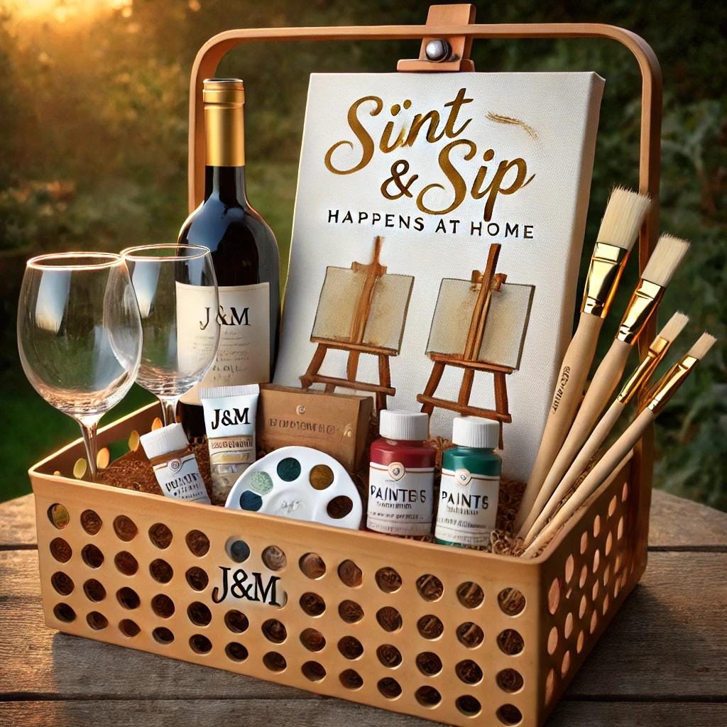 Personalized Paint and Sip Gift Set – DIY Art Kit With Wine Accessories ...