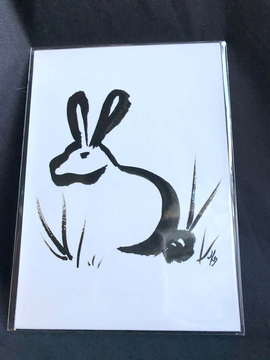 5x7 sumi-e Bunny Fantasy Art Print Rabbit - Etsy