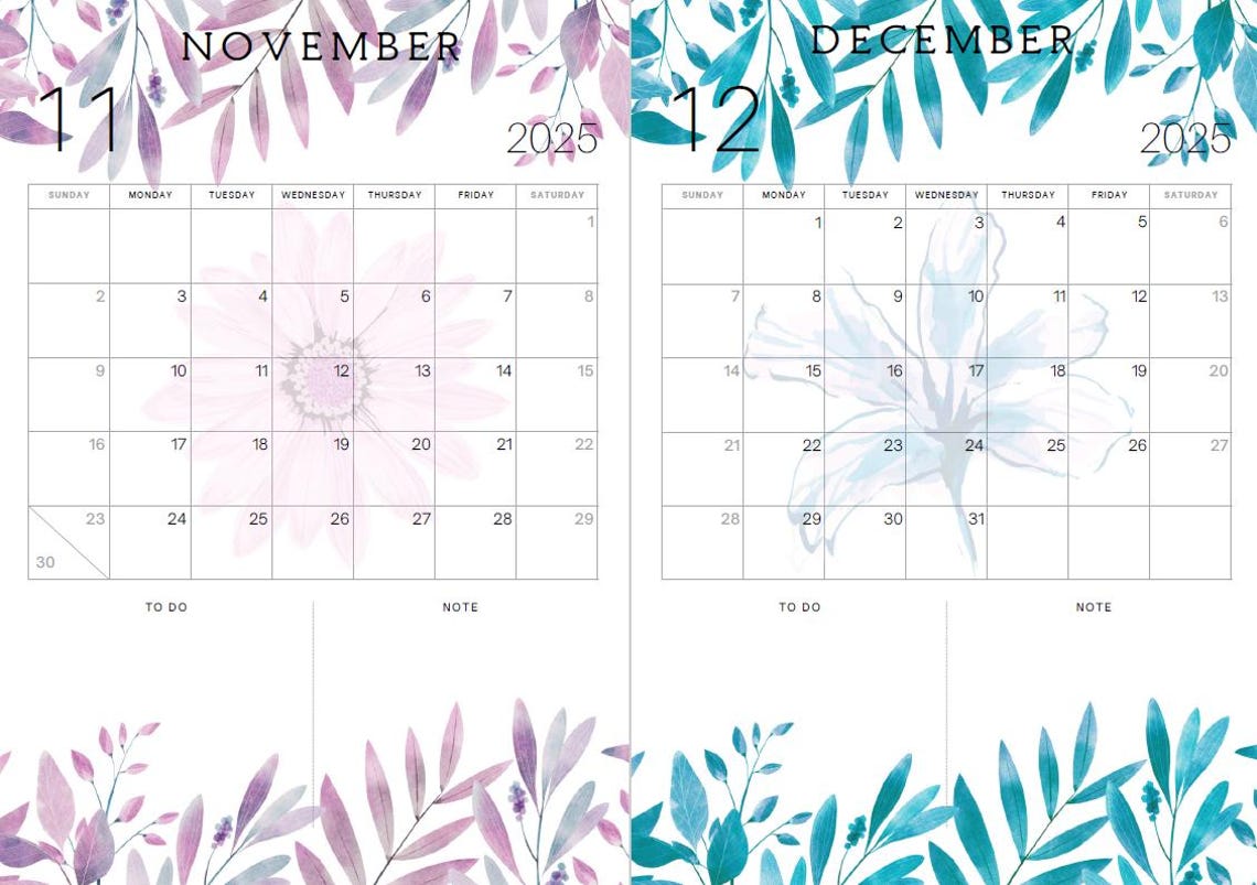 Digital Calendar 2025 Printable, Monthly Calendar PDF - Etsy