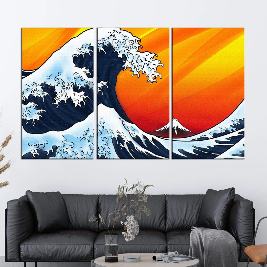 The Great Wave off Kanagawa Canvas, Katsushika Hokusai Art, Ukiyoe ...