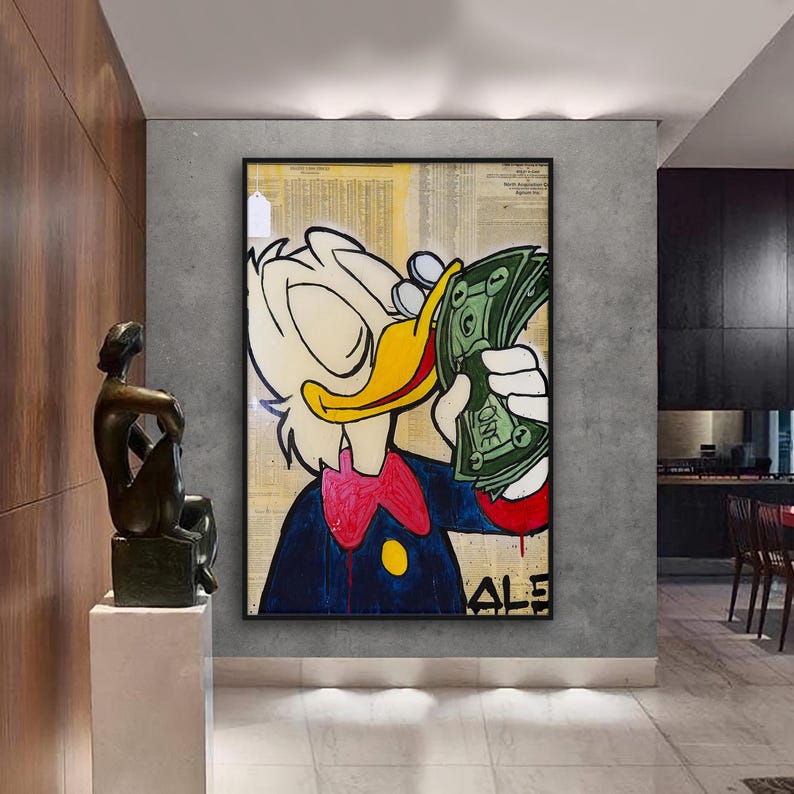 Scrooge Mcduck Dollars Pop Art Art, Mcduck Paintings on the Wall Art ...