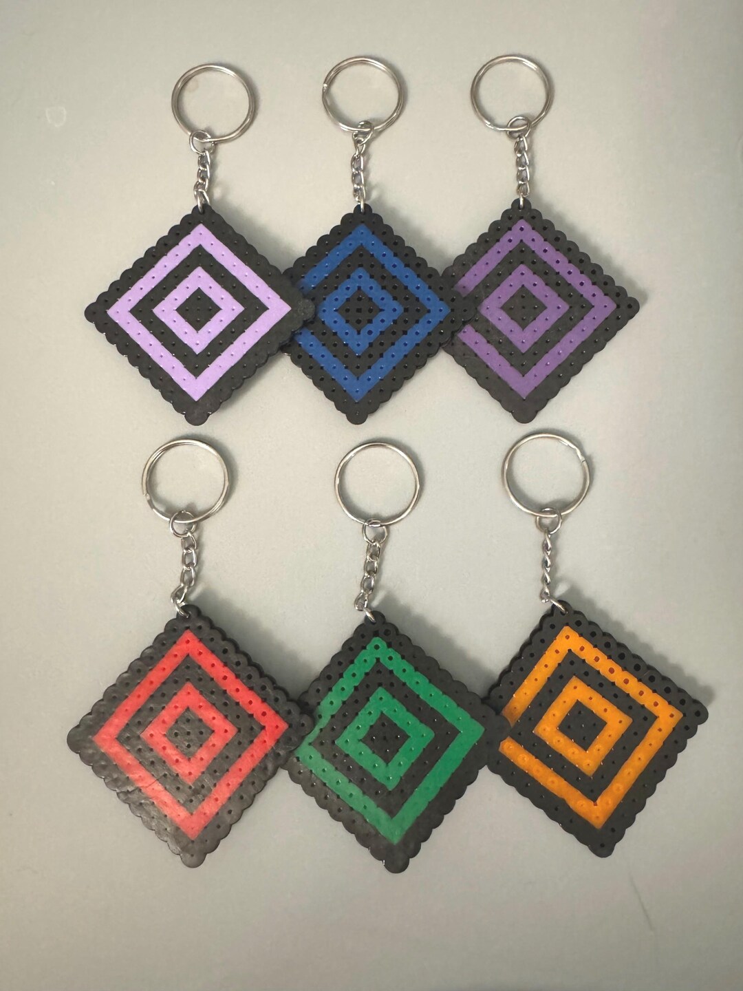 Mini Diamond Perler Bead Keychains - Etsy