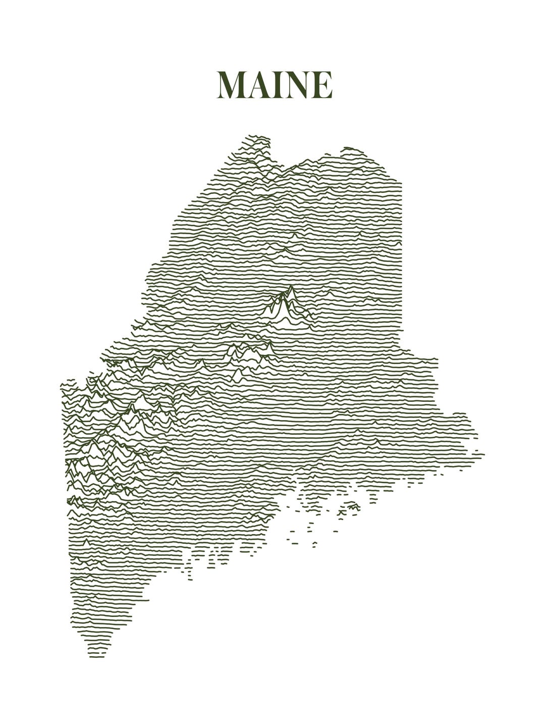 Maine Ridgeline Plot SVG Digital Download | Topographic Contour Lines ...